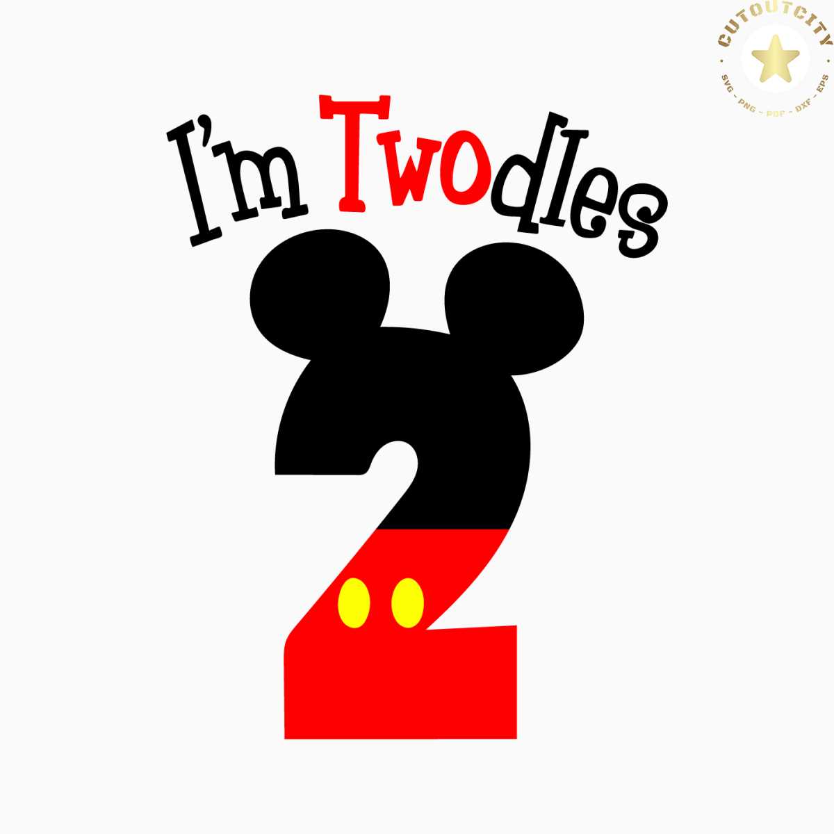 I'm Twodles svg, Mickey number 2 SVG, Birthday number 2 Silh | Inspire ...