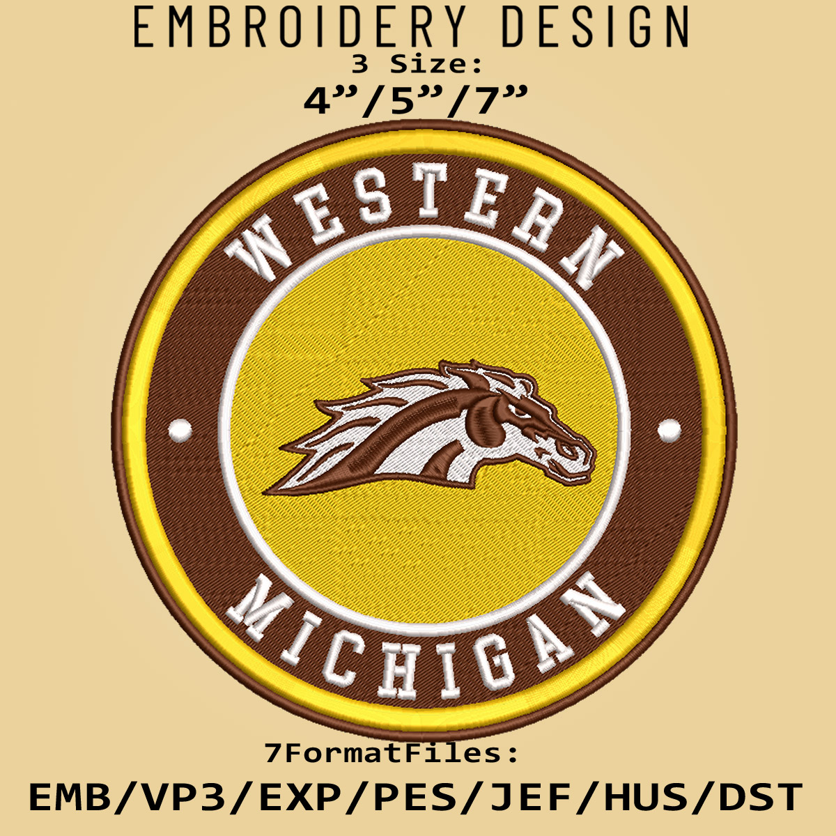 NCAA Logo Western Michigan Broncos, Embroidery design, Embro | Inspire ...
