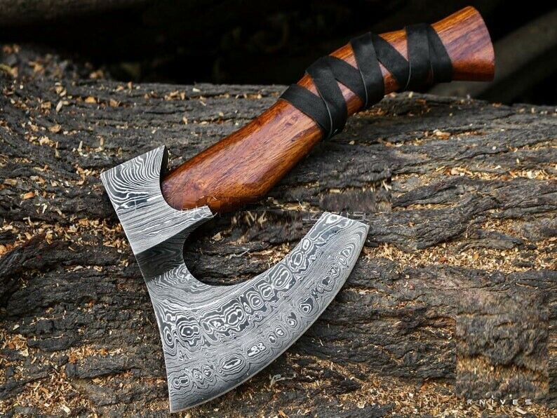 CUSTOM HANDMADE DAMASCUS STEEL VIKING HATCHET TOMAHAWK HUNTI | Inspire ...