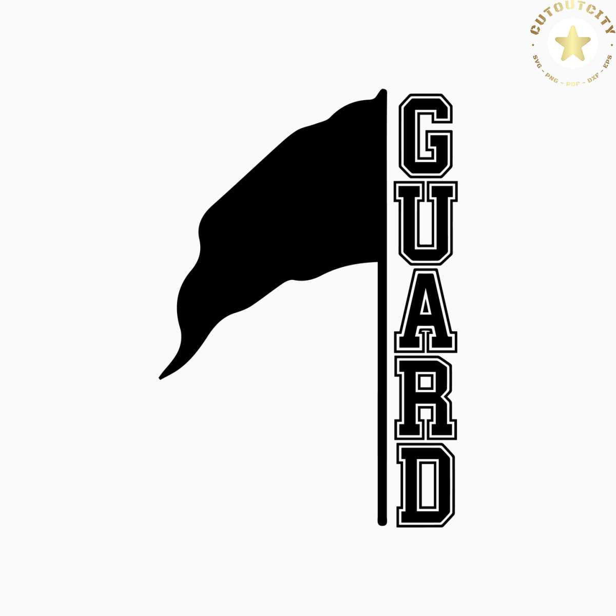 Sports Clipart: Black Color Guard Flag Next to Word 'Guard', - Inspire ...