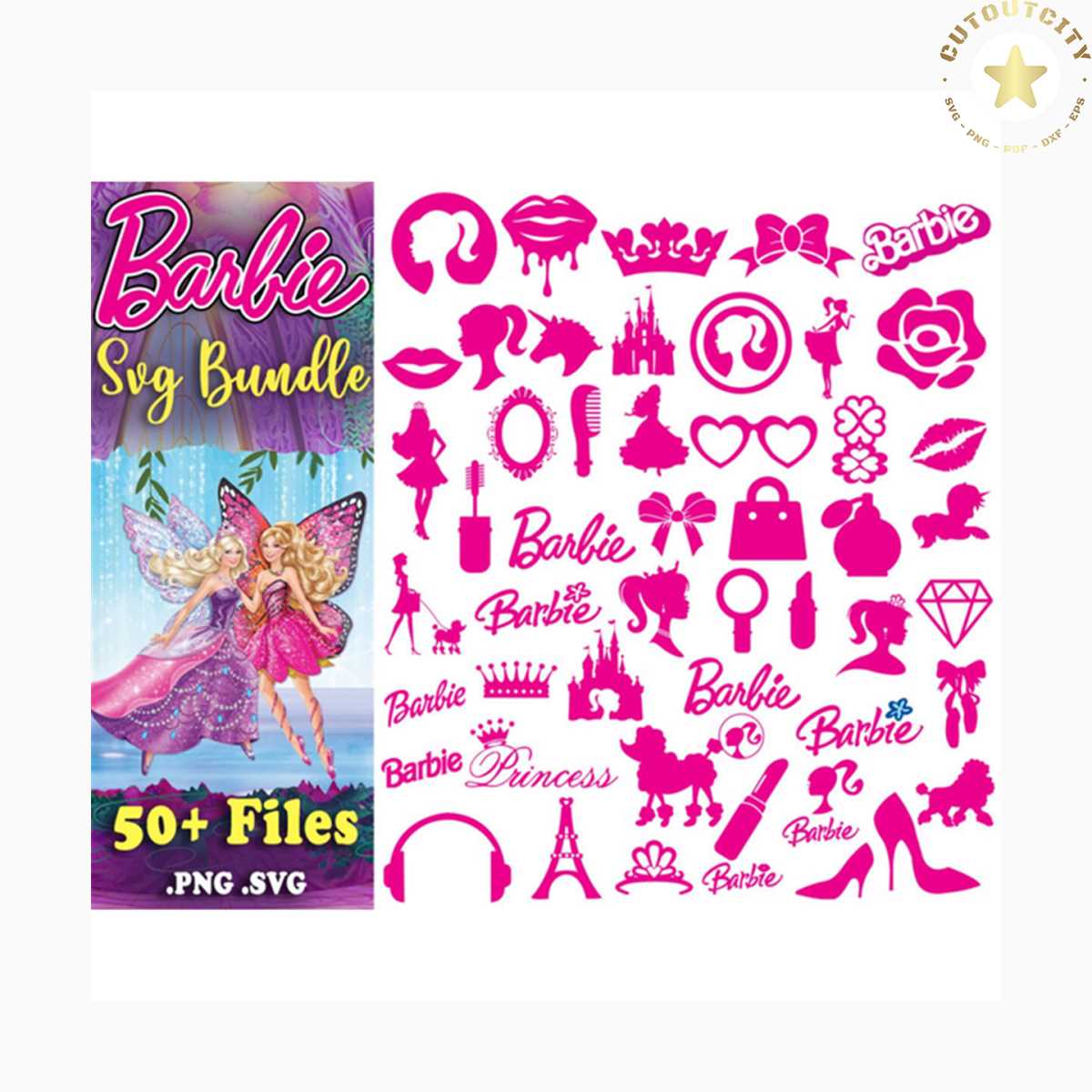 50 Files Barbie SVG Bundle, SVG, Princess Silhouette | Inspire Uplift