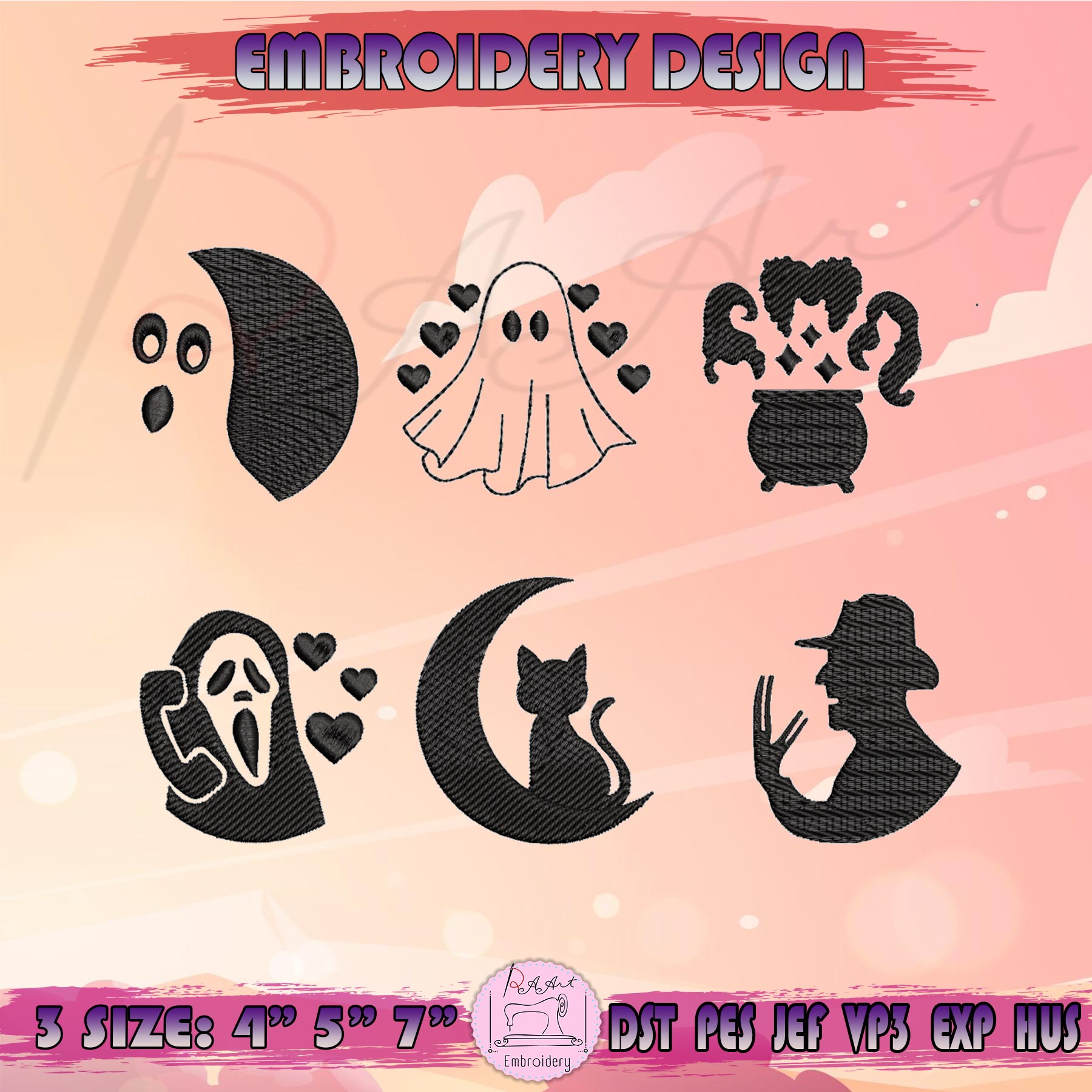 Cute Halloween Embroidery Design, Scary Movie Embroidery, Ho | Inspire ...
