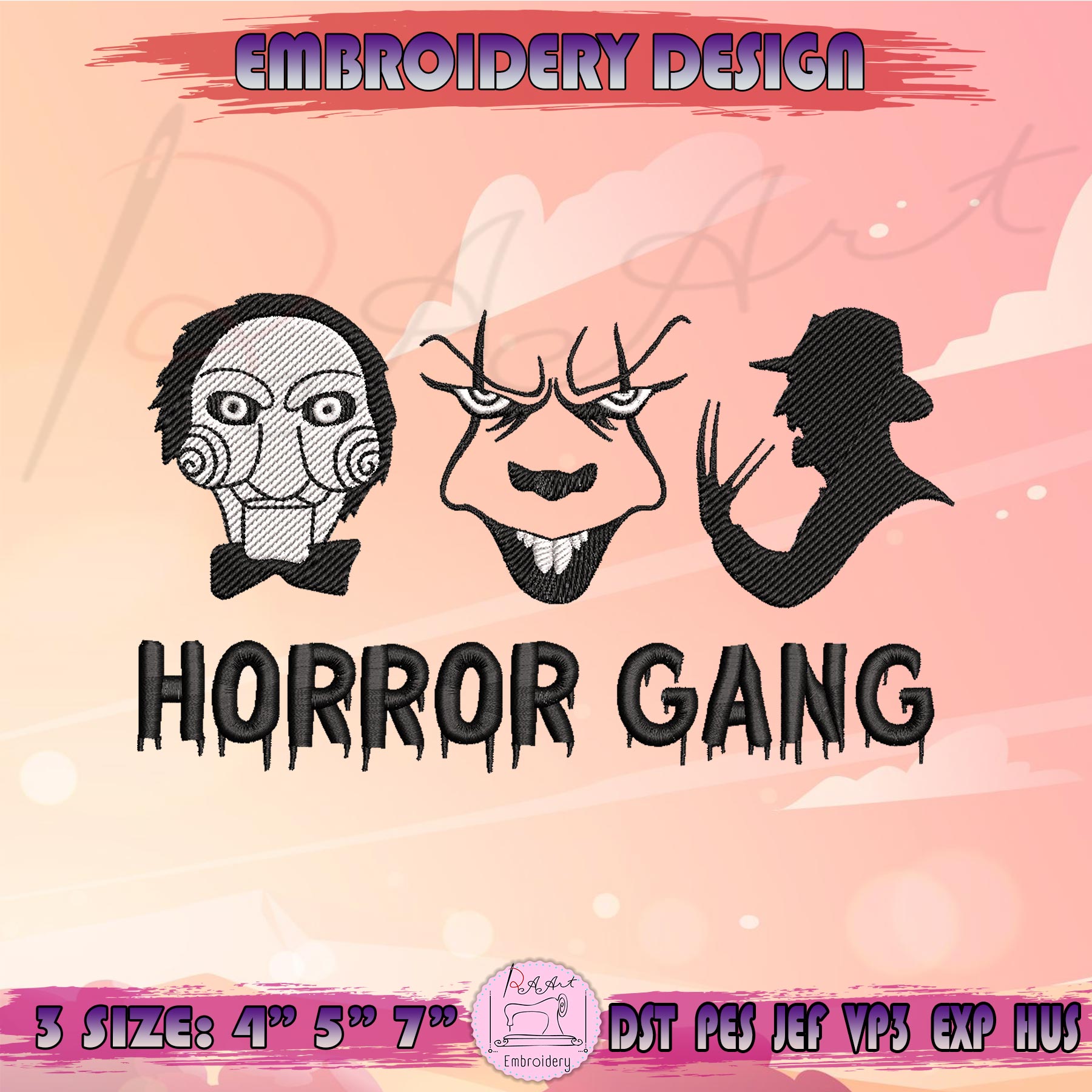 Horror Gang Embroidery Design, Horror Characters Embroidery, - Inspire ...