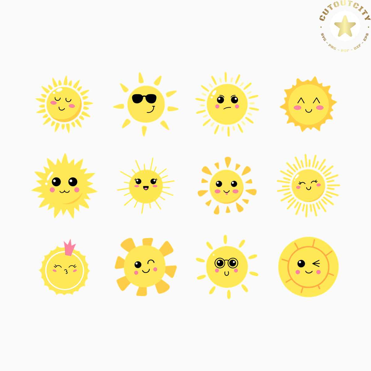 Happy Cute Sun Clipart, cute sun faces clipart, sun png file | Inspire ...