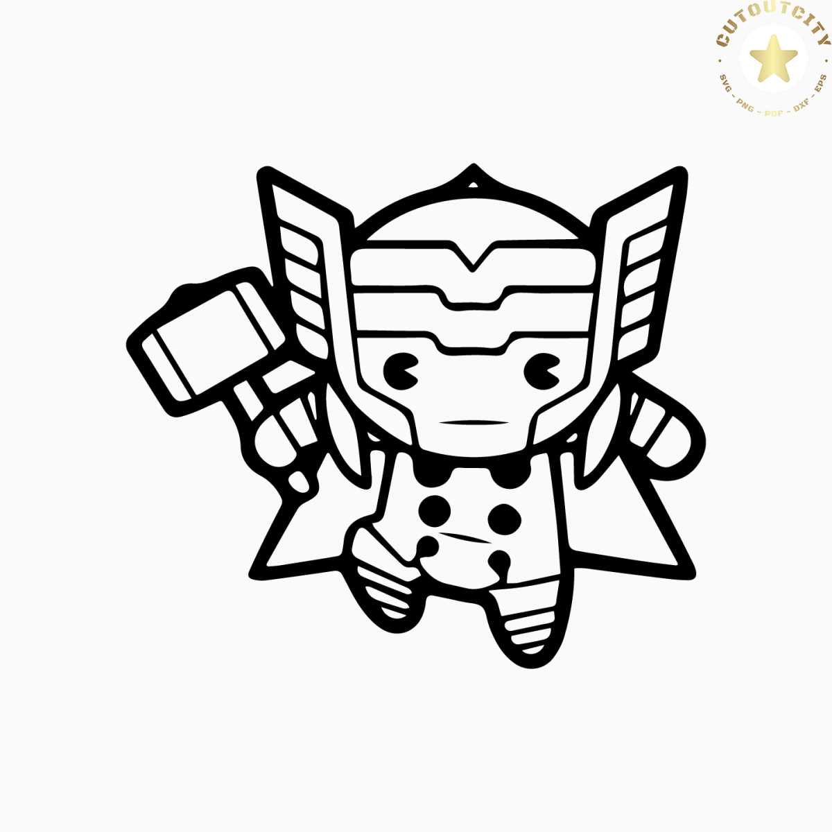 Chibi Thor SVG Cut File PNG DXF High Quality Easy to Use Ins | Inspire ...