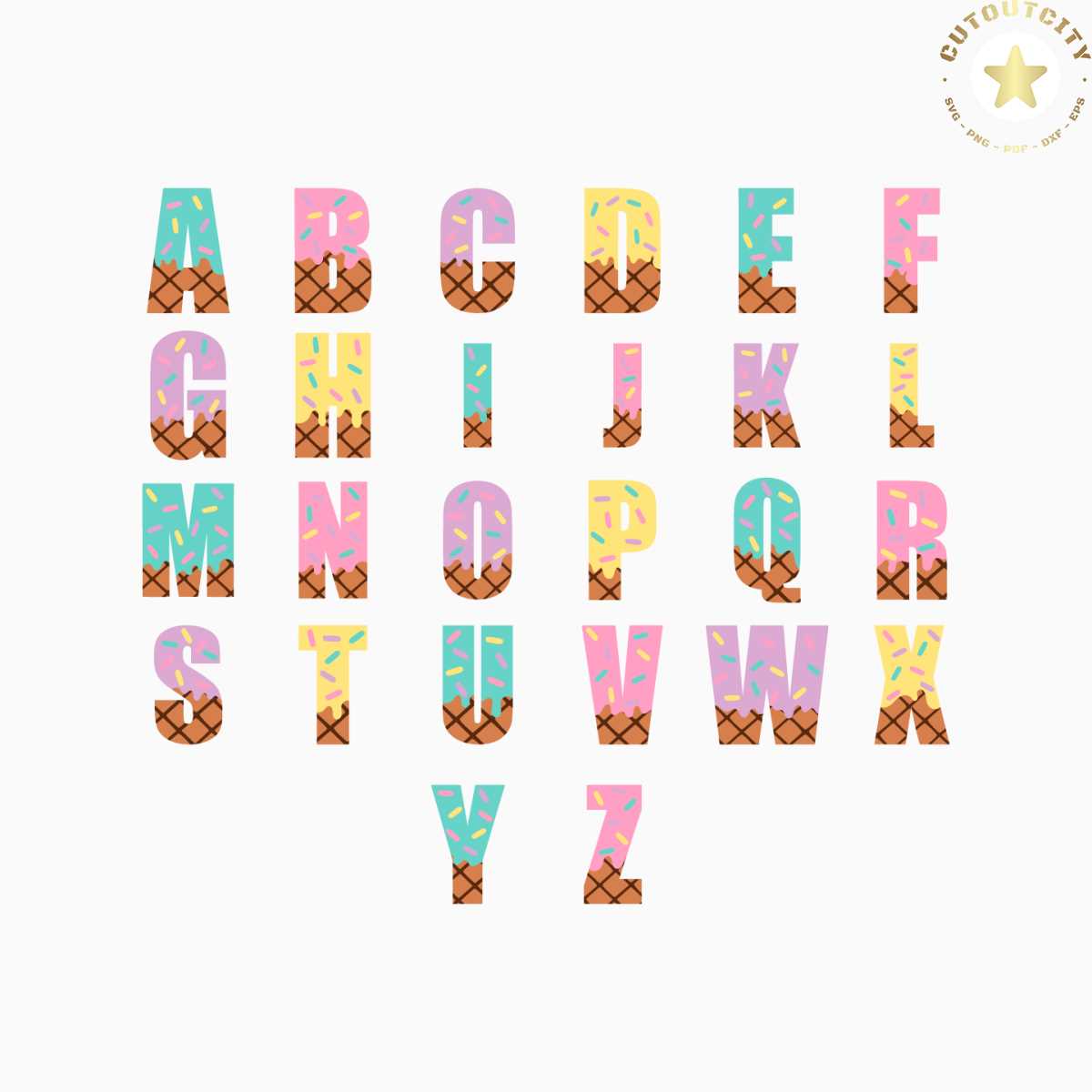 Ice Cream Letters SVG | Ice Cream Birthday | Ice Cream Alpha | Inspire ...