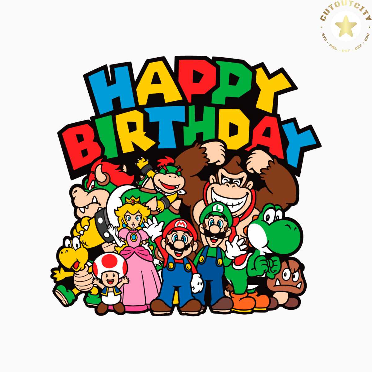 Super Mario Happy Birthday Luigi Princess Peach Yoshi Bowser | Inspire ...