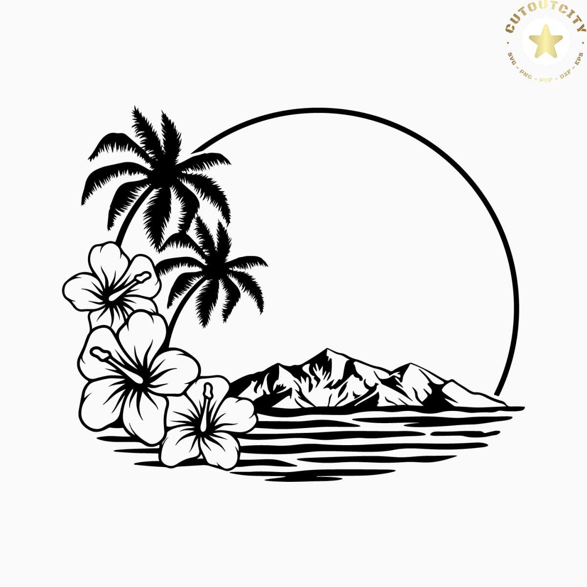Hawaiian Flower Scene SVG | Inspire Uplift