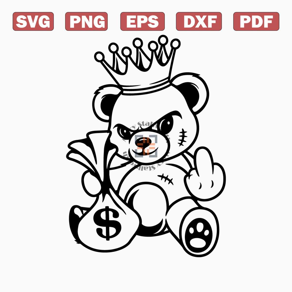 Cute Little Gangster svg | Teddy Ganster Middle Finger Svg | | Inspire ...