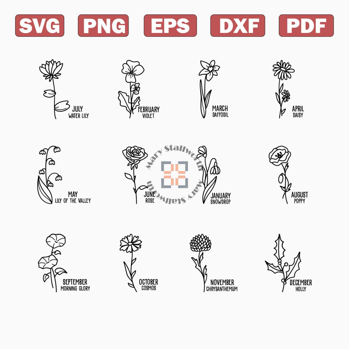 Birth Month Flowers Svg, Wildflower svg,Birthday Flower, Flo | Inspire ...
