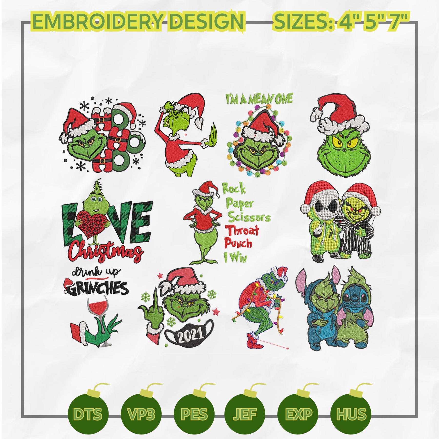 Grinch Embroidery Designs, Grinch Embroidery, Christmas Ligh - Inspire ...