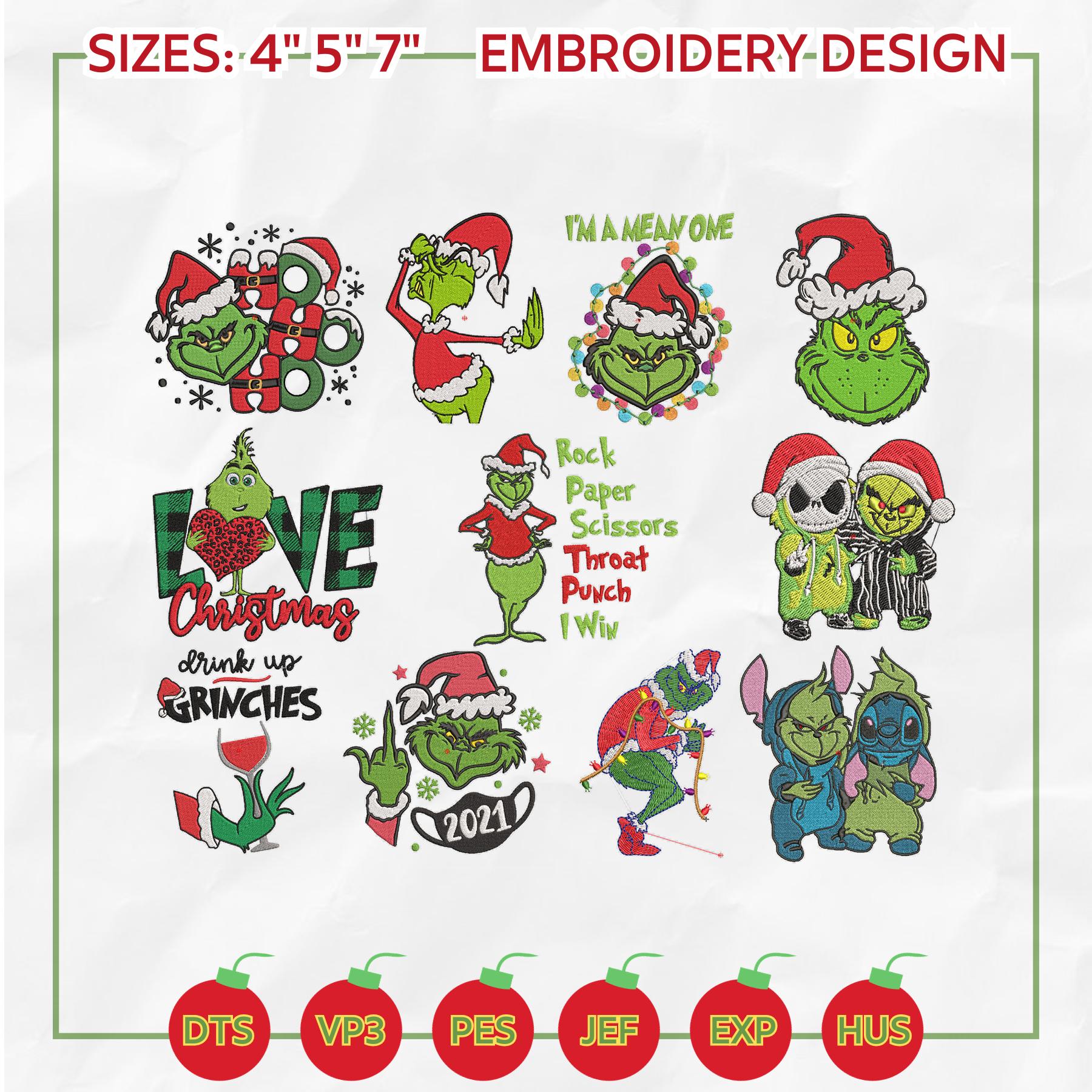 Grinch Embroidery Designs, Grinch Embroidery, Christmas Ligh | Inspire ...
