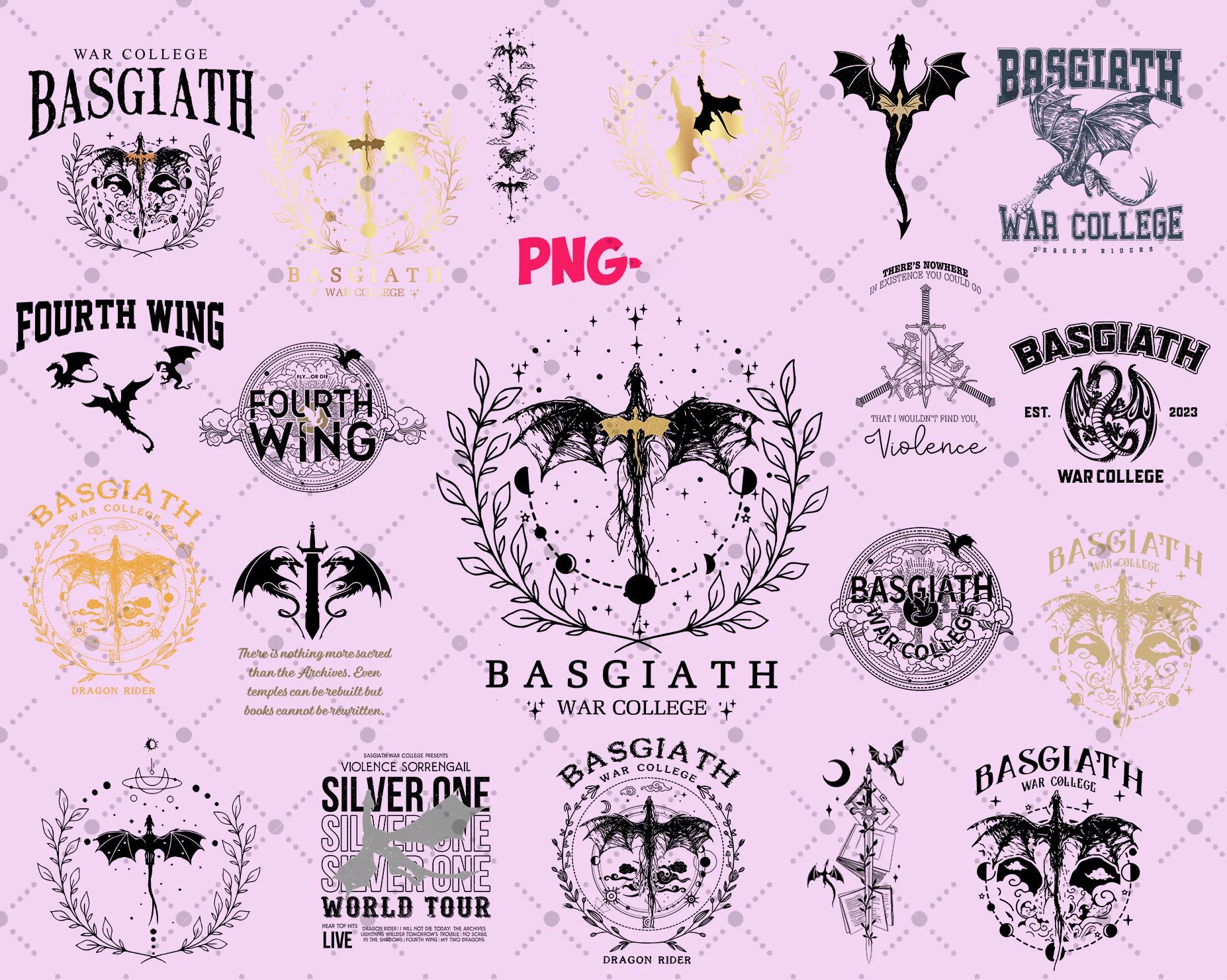 Basgiath War College Png Bundle, Fourth Wing Png, Fourth Win - Inspire ...