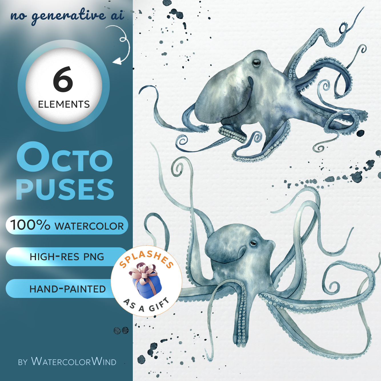 Watercolor Octopus Clipart, Underwater Creatures Hand-painte | Inspire ...