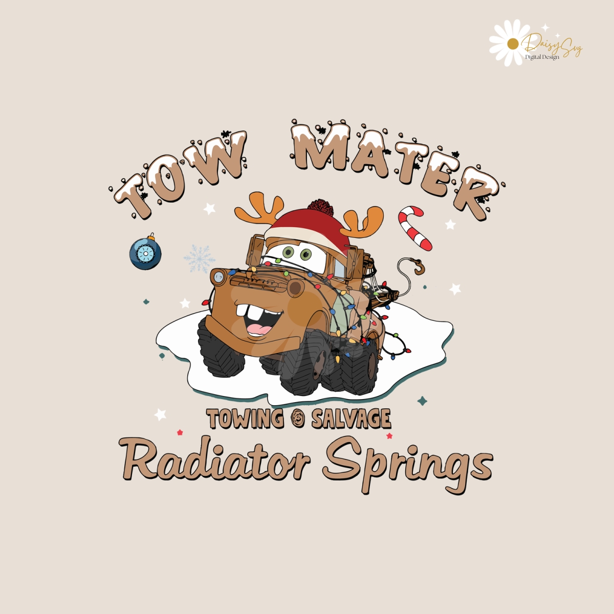 Disney Cars Tow Mater Radiator Springs Christmas SVG File | Inspire Uplift