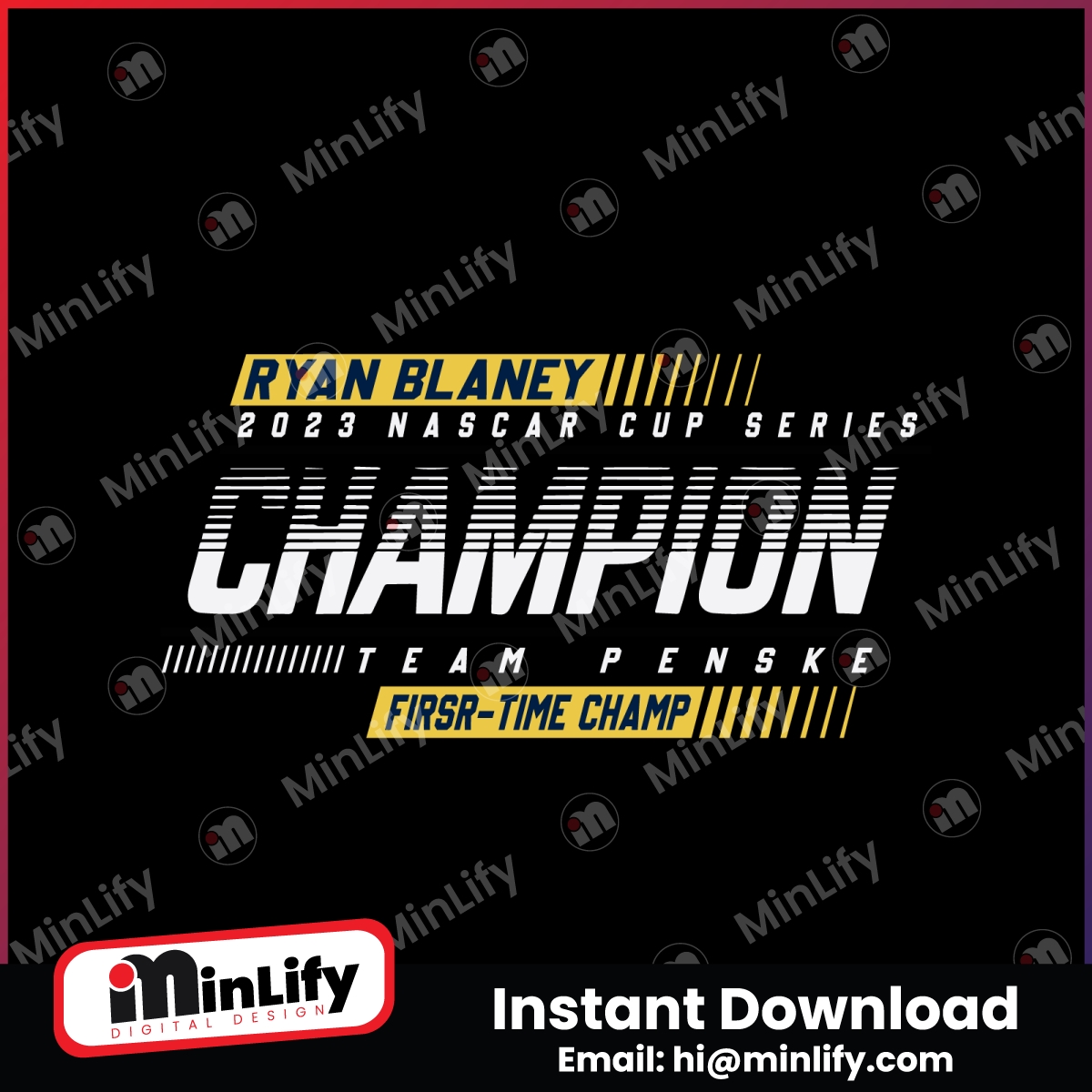 Ryan Blaney NASCAR Cup Series First Time Champ SVG File | Inspire Uplift