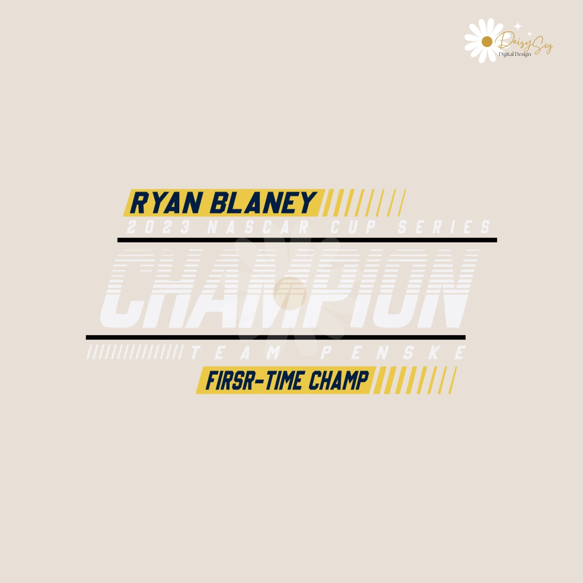 Ryan Blaney NASCAR Cup Series First Time Champ SVG File | Inspire Uplift
