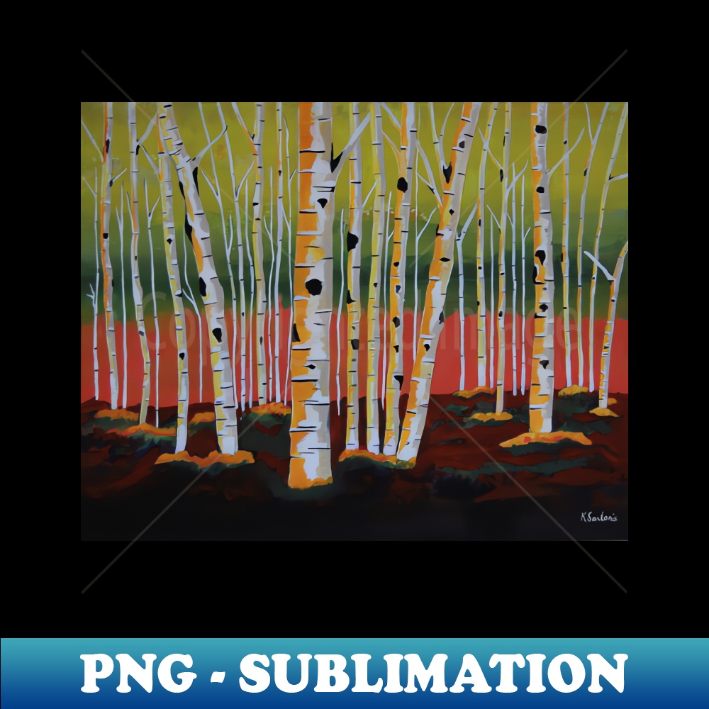 THE Birch Forest Landscape Painting - Instant PNG Sublimatio - Inspire ...