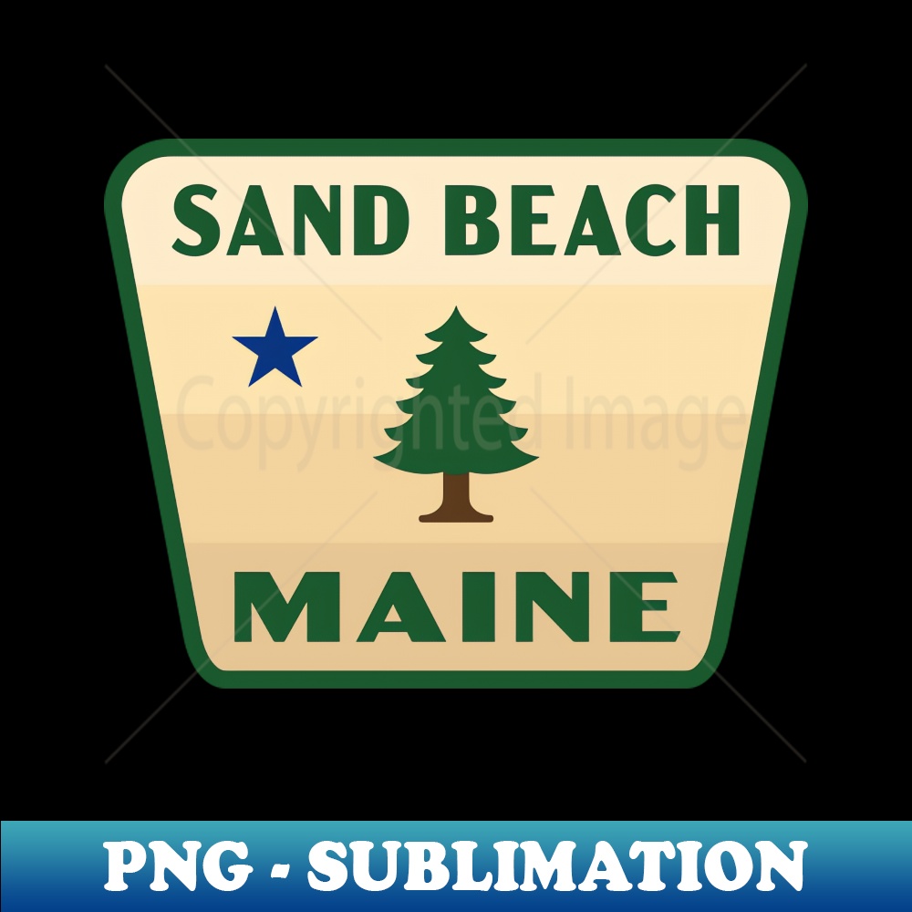 Sand Beach Maine Retro Pine Tree Badge Tan - PNG Transparent | Inspire ...