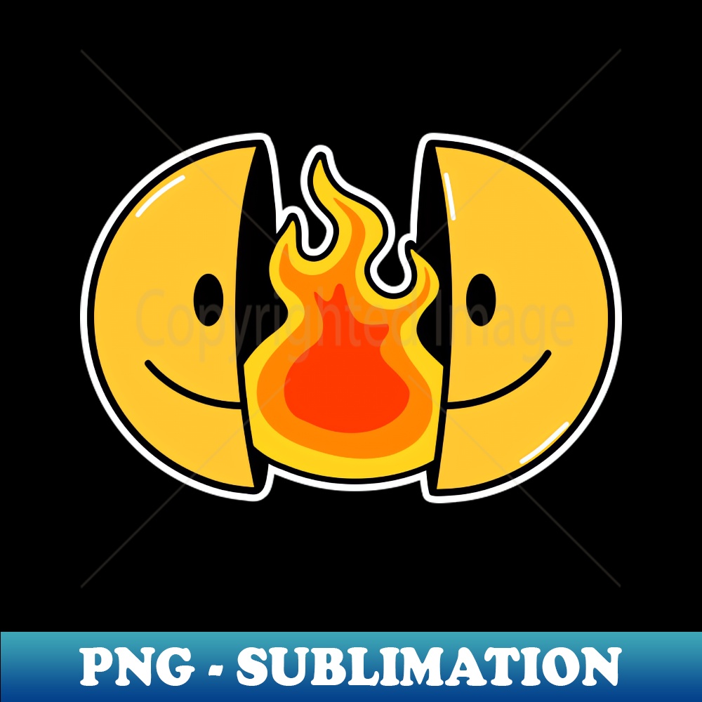 Two half of smile face with burn flame fire inside - Elegant - Inspire ...
