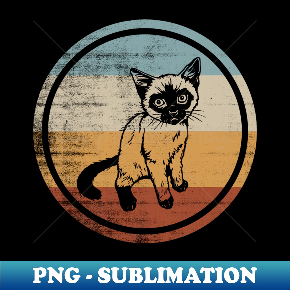 Retro Vintage Cat Design Siamese Cat - PNG Transparent Subli - Inspire ...