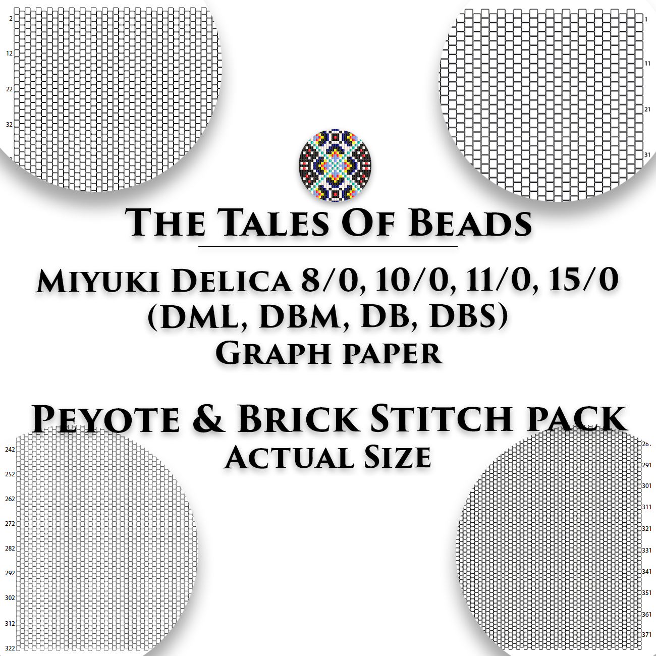 Peyote & Brick Stitch Graph Paper Miyuki Delica / Actual Siz | Inspire ...