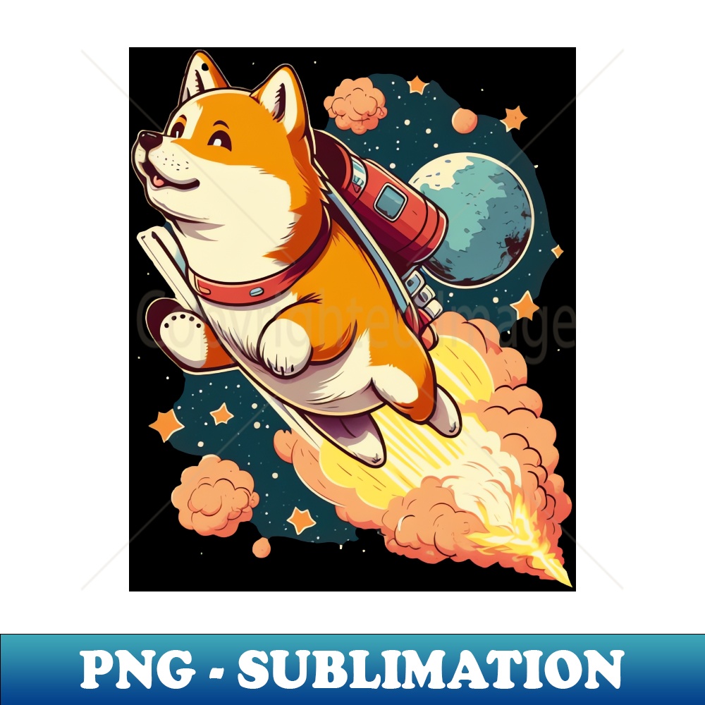 shiba inu flying into space with a rocket - Unique Sublimati | Inspire ...