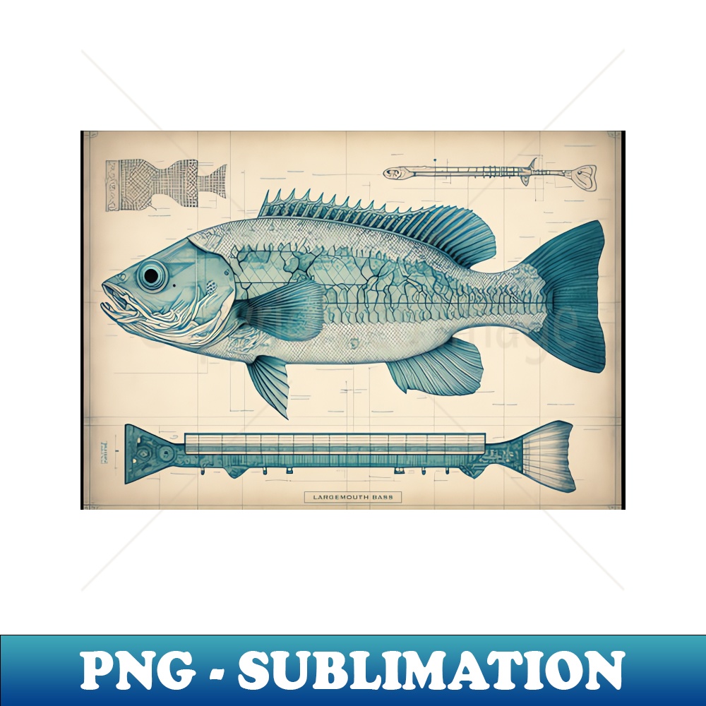 Largemouth Bass Fish Print - High-Resolution PNG Sublimation | Inspire ...