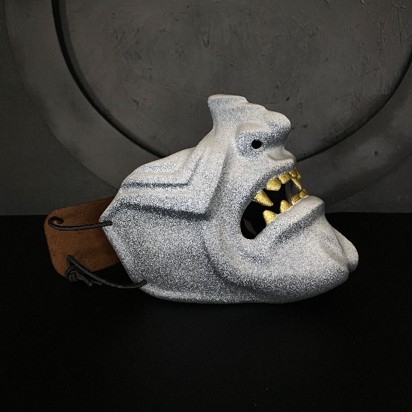 White Samurai mask, Japanese Mempo Mask, Half Face Oni mask - Inspire ...