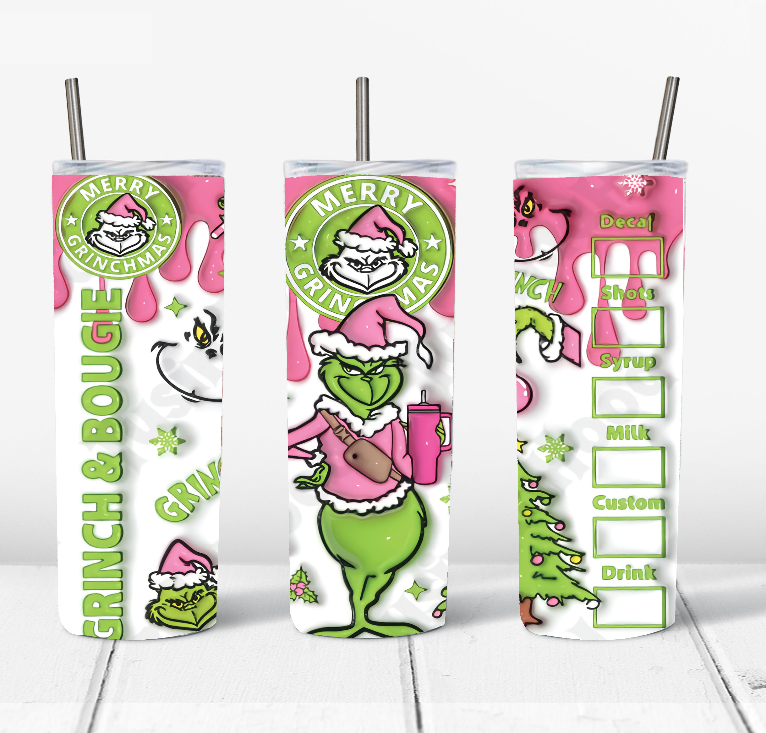 3D Inflated Pink Grinch Coffee Christmas Png, The Grinch Png | Inspire ...