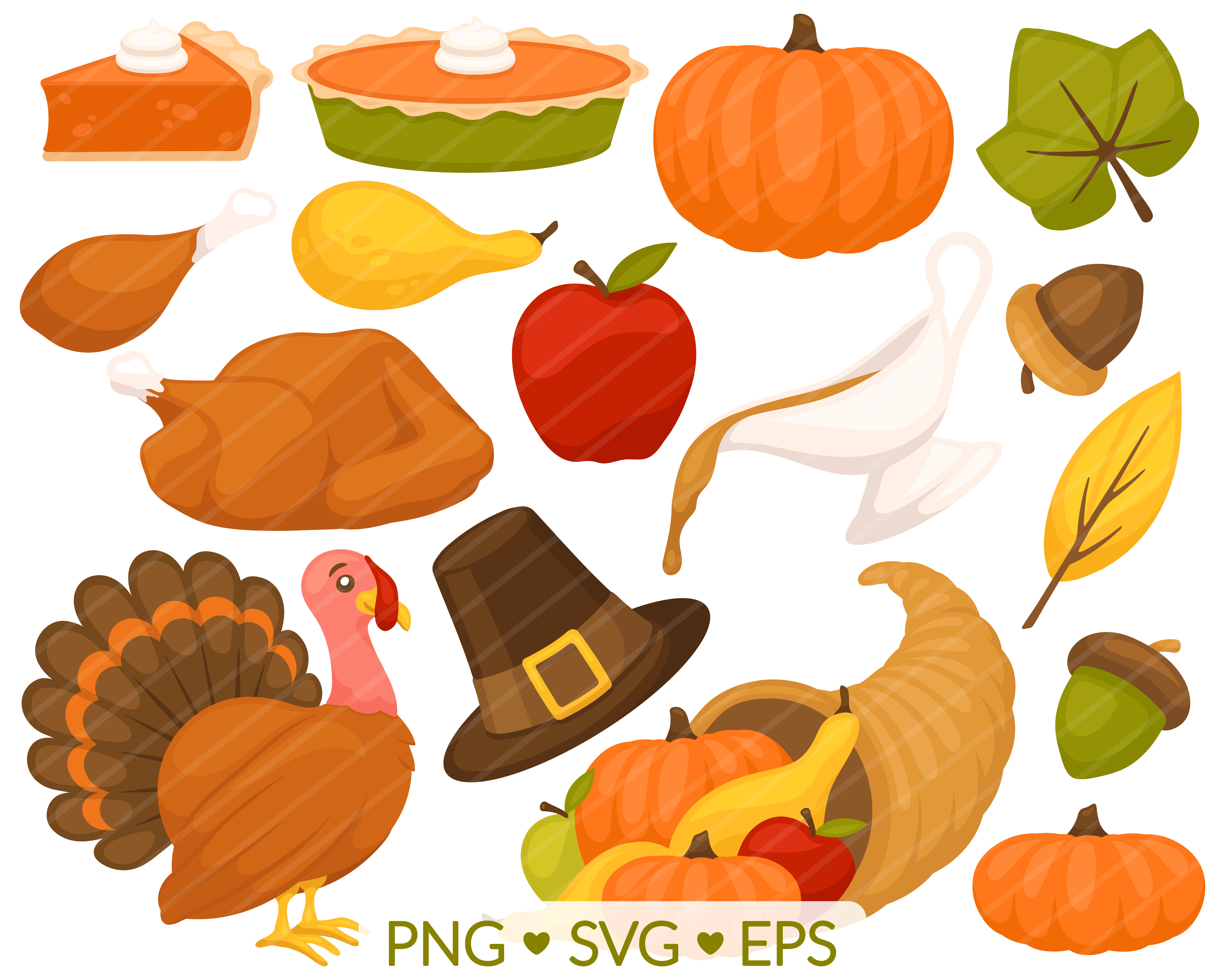 Thanksgiving Clipart - SVG, PNG, EPS Images - Turkey Clipart - Inspire ...