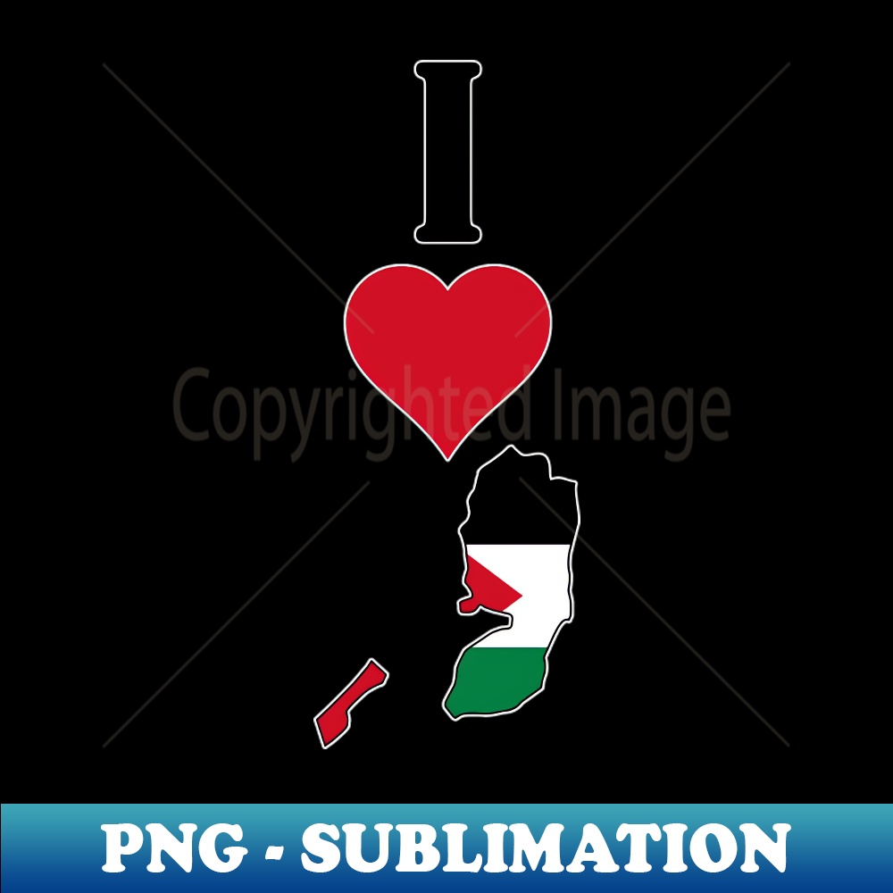 I Heart Palestine I Love Palestinian National Flag Map Verti - Inspire ...