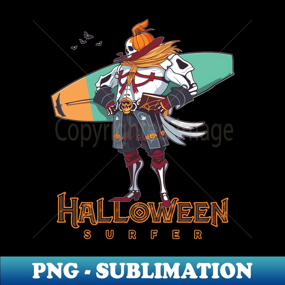 Halloween Beach Surfer Pumpkin Head Skull - Decorative Subli | Inspire ...