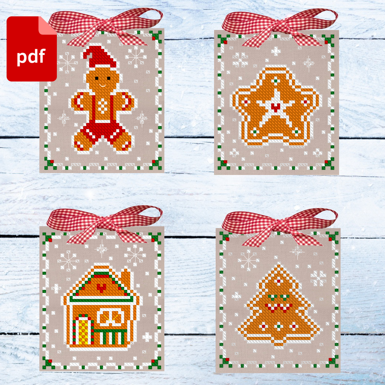 Gingerbread cross stitch pattern, Christmas cross stitch pat | Inspire ...