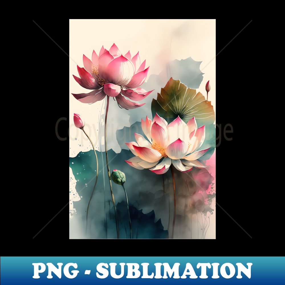 Lotus Watercolor Background - Instant PNG Sublimation Downlo | Inspire ...