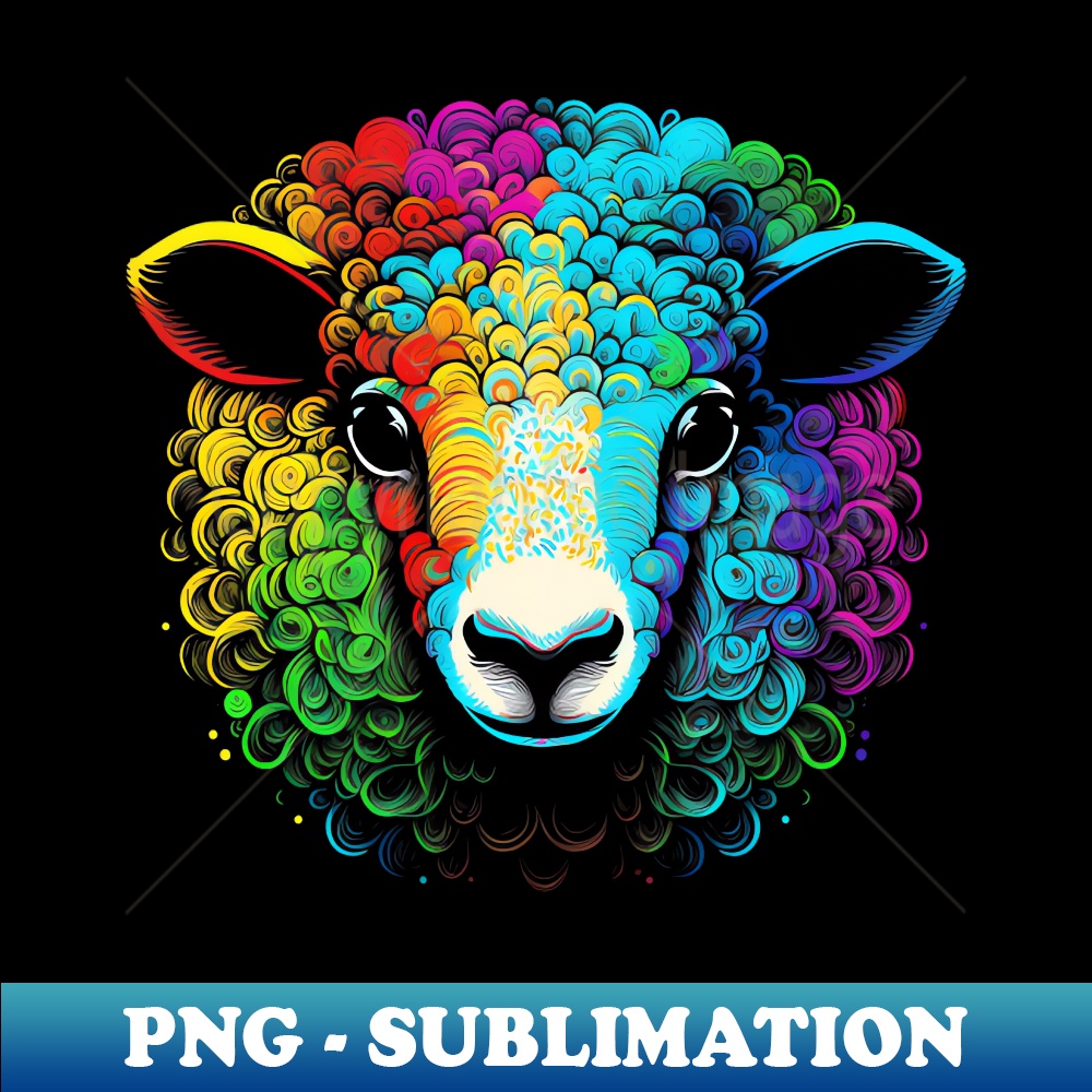 Colorful Sheep Face Cute Fluffy Rainbow Farm Animals Black - | Inspire ...