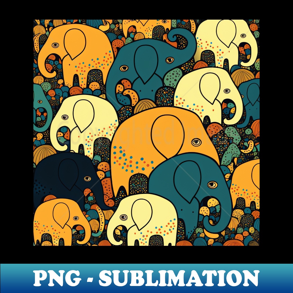 Blue and orange cartoon elephant pattern - High-Quality PNG - Inspire ...
