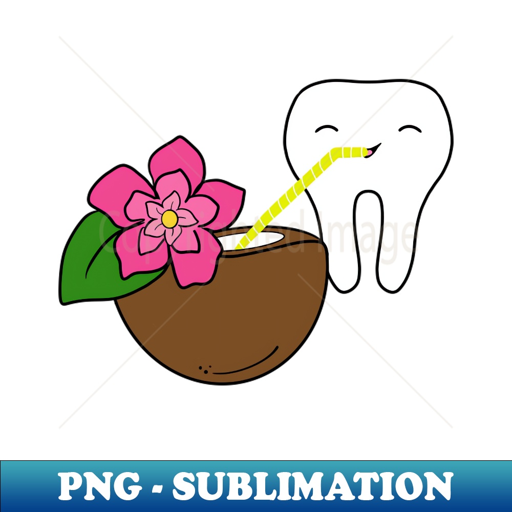 Cute Molar drinking coconut water illustration - for Dentist | Inspire ...