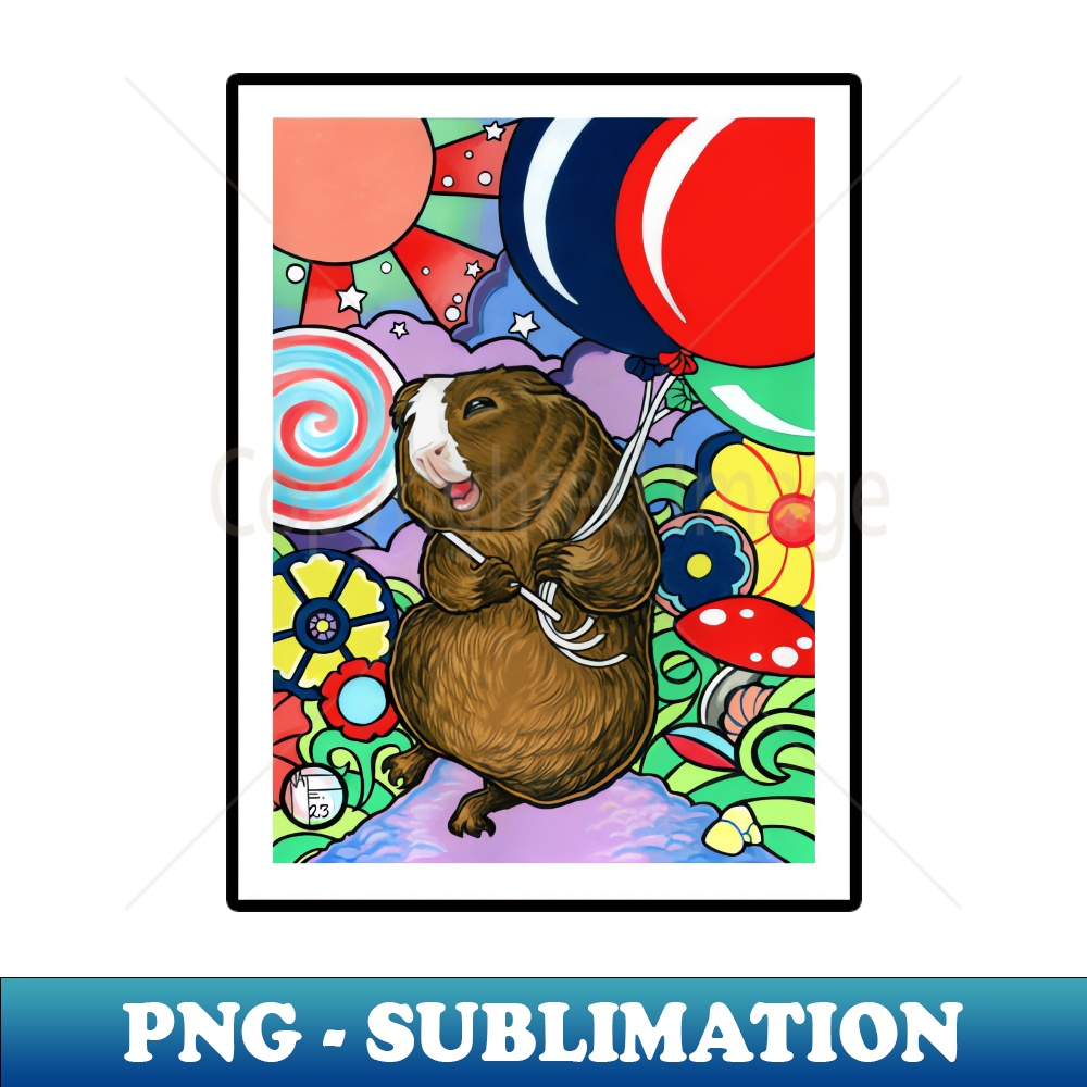 Happy Guinea Pig With Balloons - Black Outlined Version - Su | Inspire ...