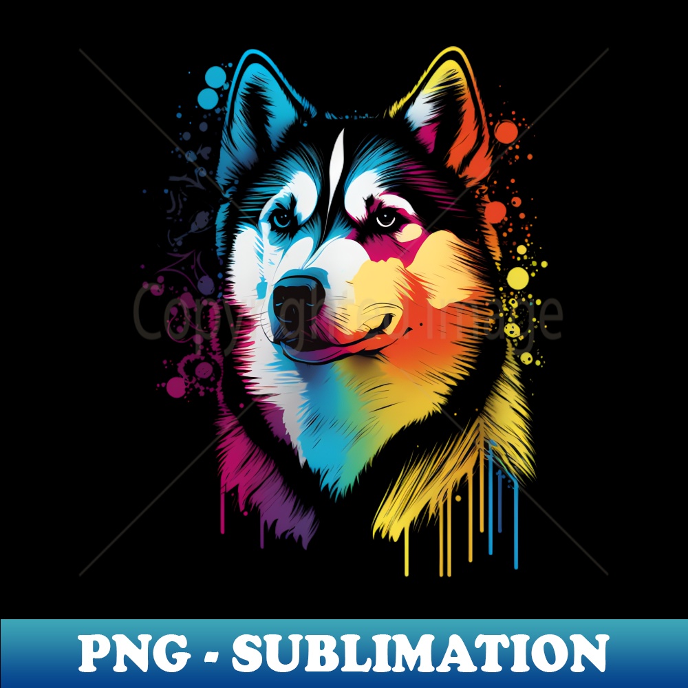 Siberian Colorful Husky Pop Art Dog Face - Vintage Sublimati - Inspire ...