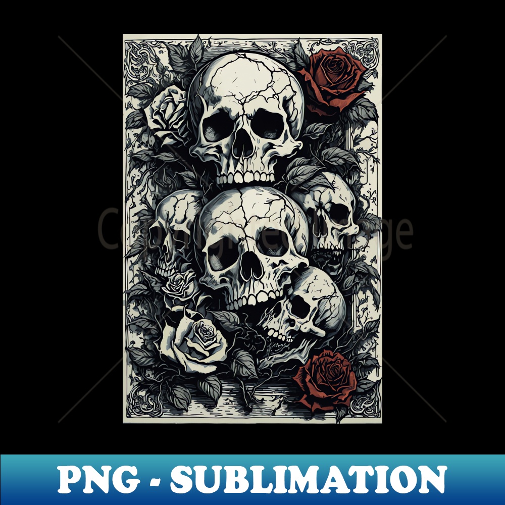 Human Skull with roses Art - High-Resolution PNG Sublimation | Inspire ...