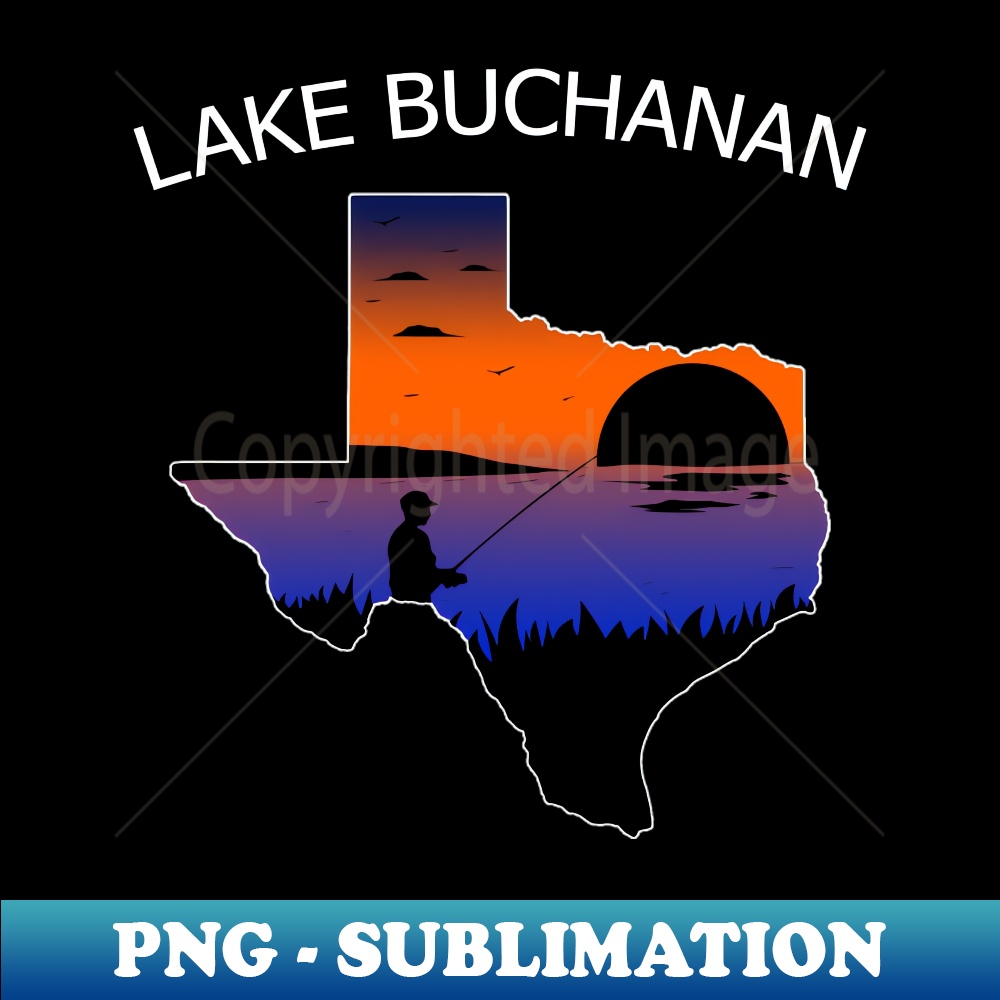 Lake Buchanan Texas Fisherman Fishing at Sunset State Map Si | Inspire ...