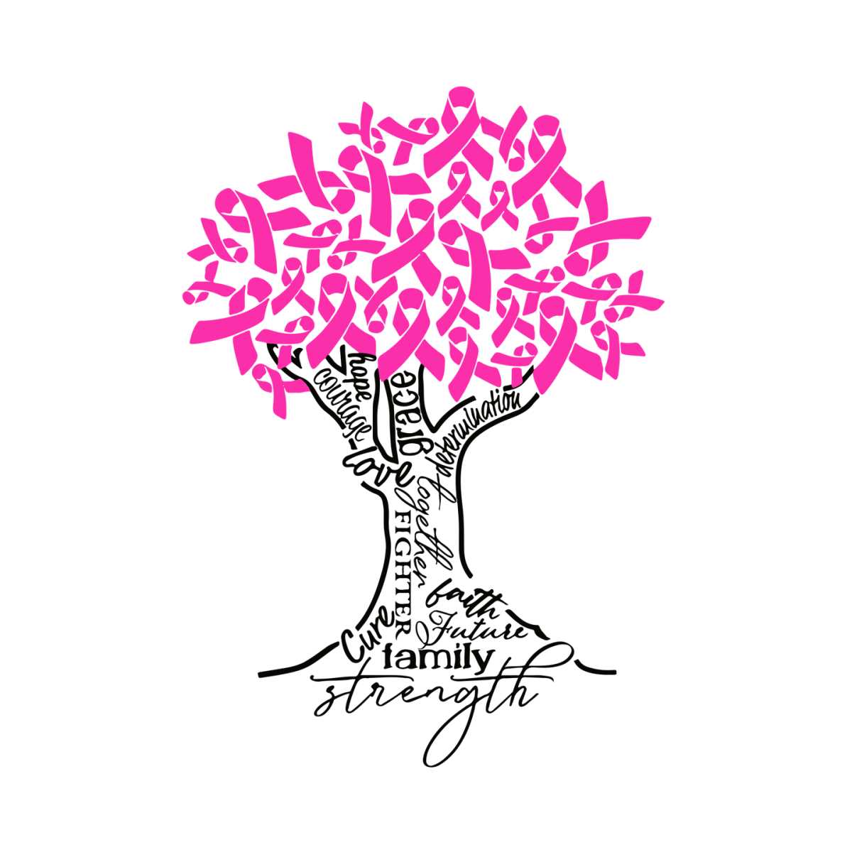 Breast Cancer tree vector, Breast Cancer Svg, Breast Cancer | Inspire ...