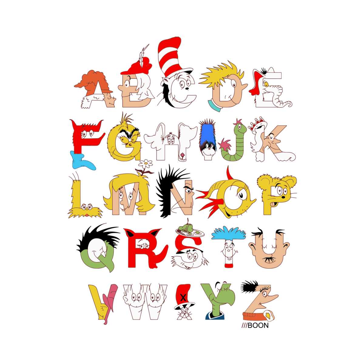 Dr Seuss Alphabet Bundle Svg, Dr Seuss Svg, Alphabet Svg, Al | Inspire ...