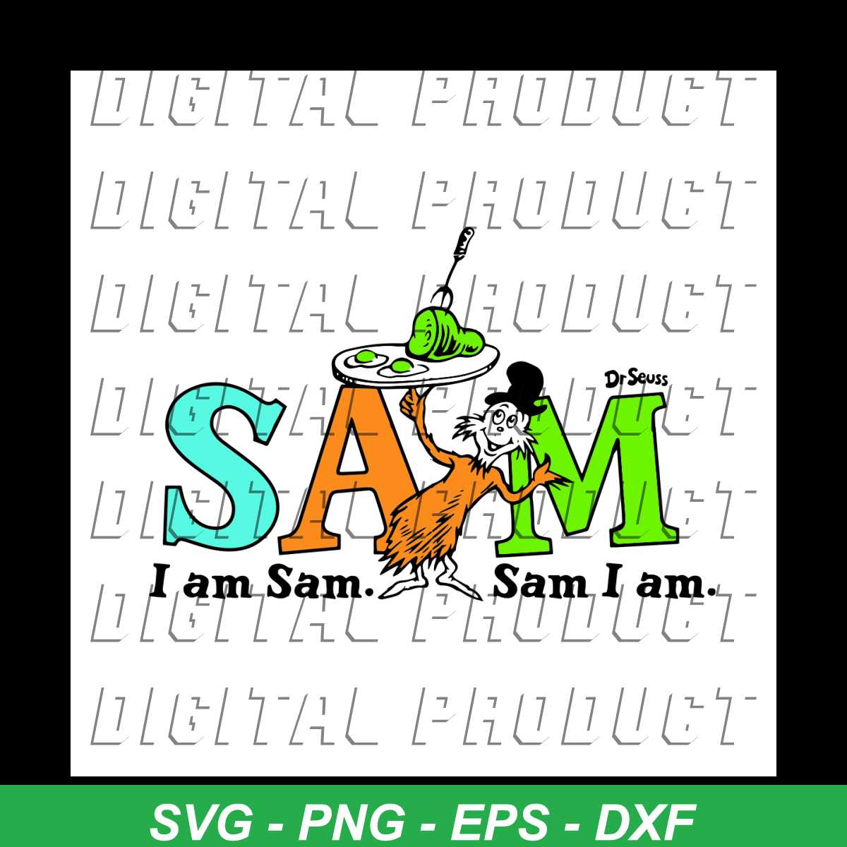 I Am Sam Svg, Dr Seuss Svg, Sam Svg, Green Eggs Svg, Ham Svg | Inspire ...