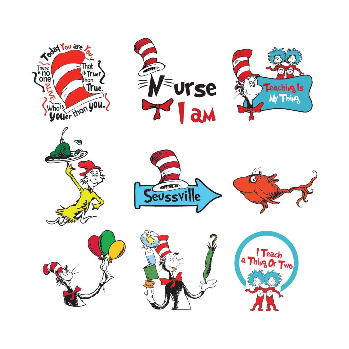 Dr Seuss Bundle Svg, Dr Seuss Svg, Dr Seuss Clipart, Dr Seus | Inspire ...