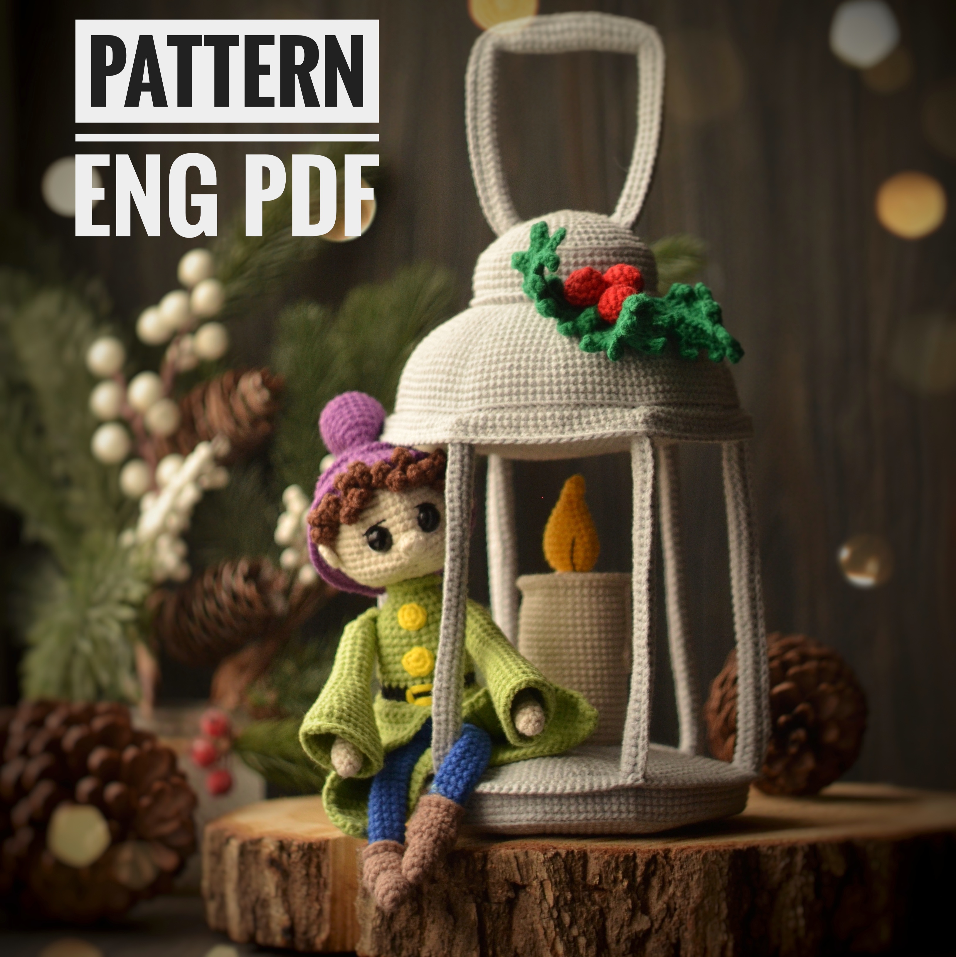 Christmas lantern with a candle crochet pattern, amigurumi l - Inspire Uplift