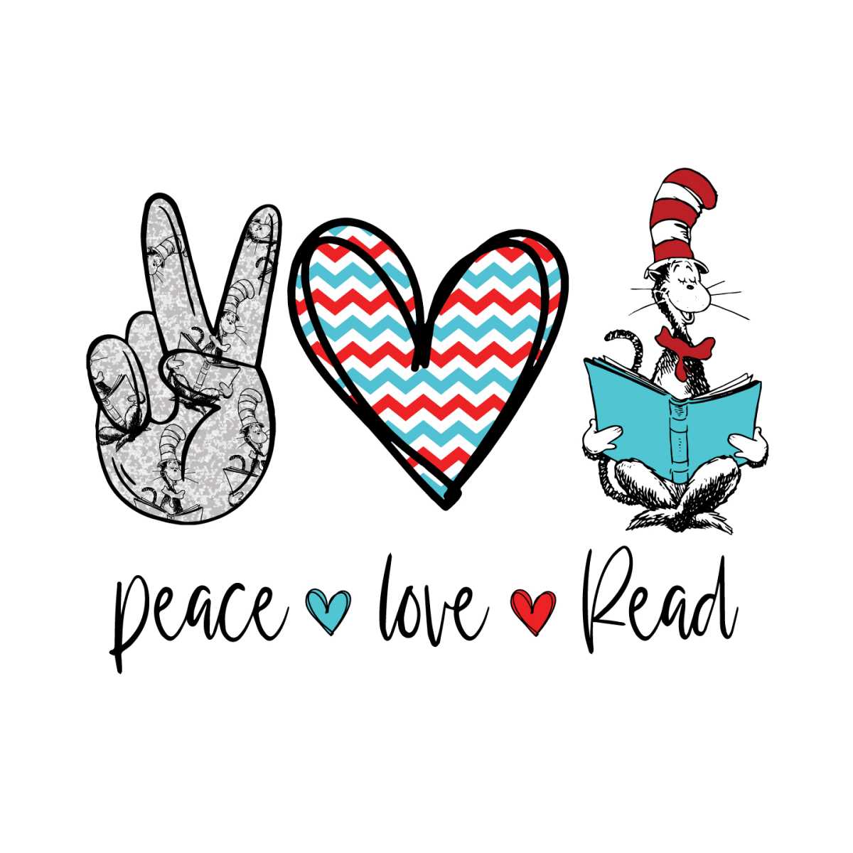 Peace Love Read Svg, Dr Seuss Svg, Reading Svg, Read Books S - Inspire ...