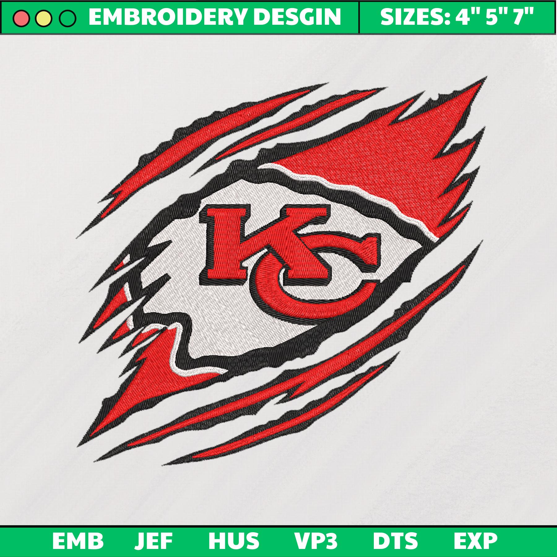 NFL Kansas City Chiefs Logo Embroidery Design, NFL Football | Inspire ...