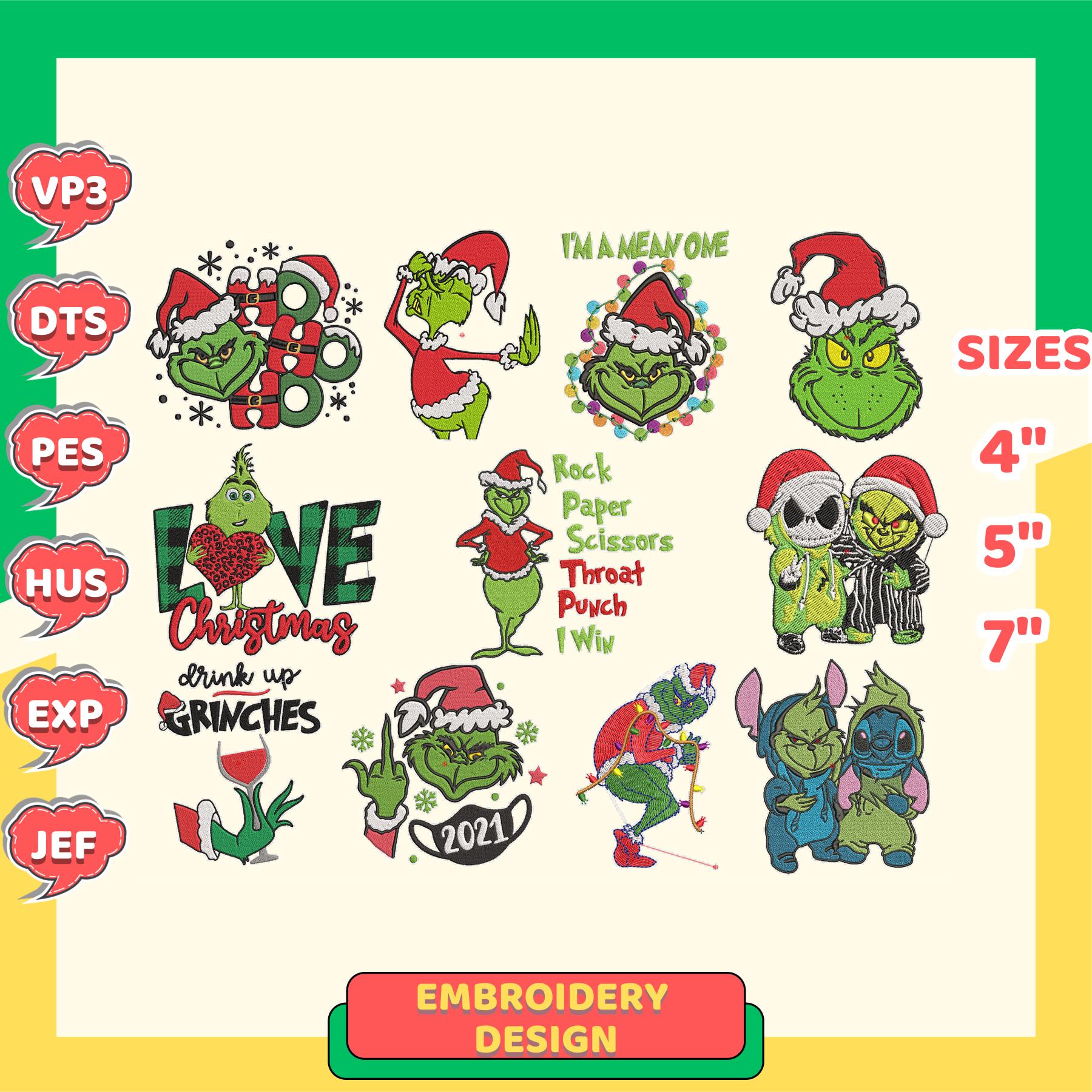 Grinch Embroidery Designs, Grinch Embroidery, Christmas Ligh | Inspire ...